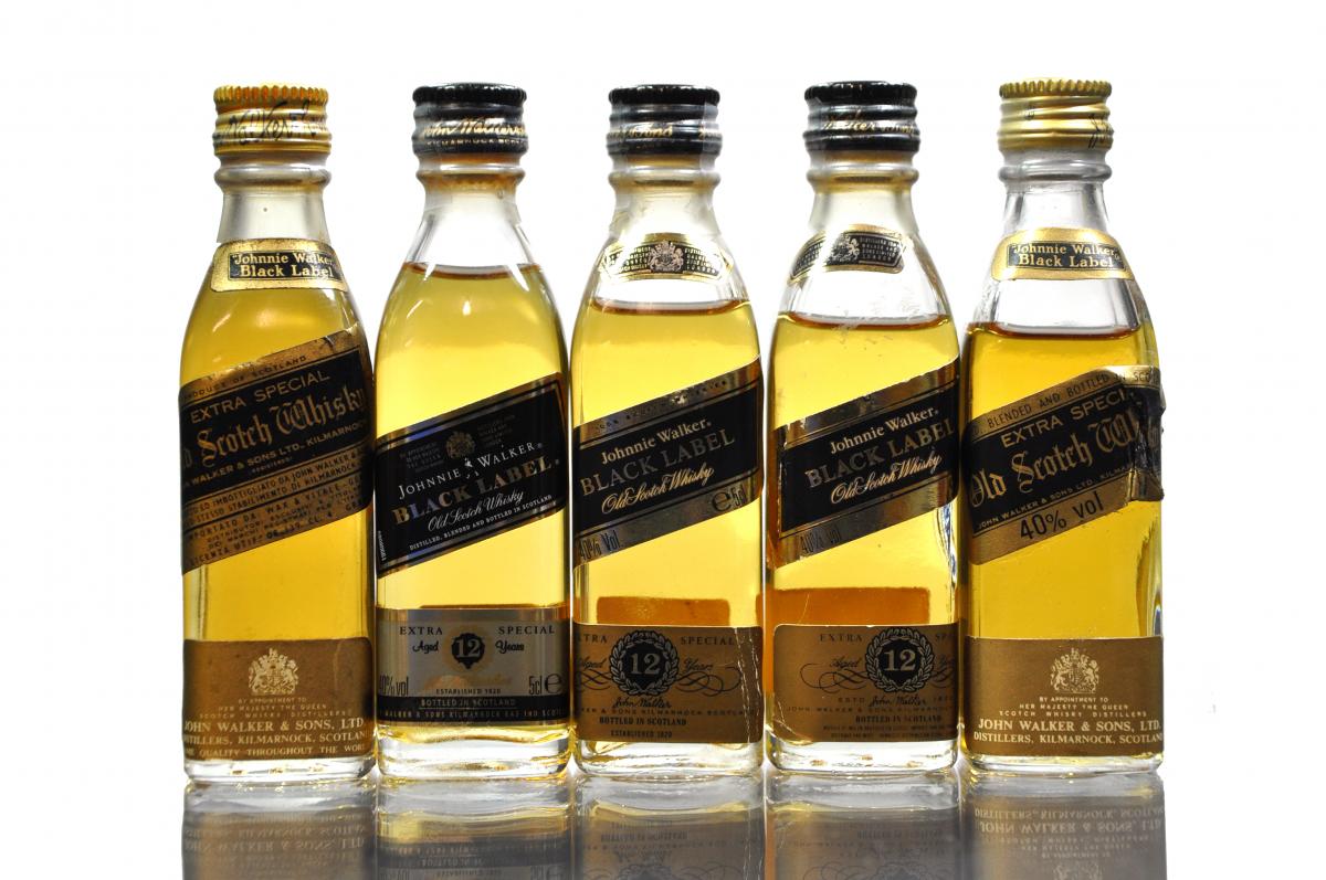 5 x Johnnie Walker Black Label Miniatures